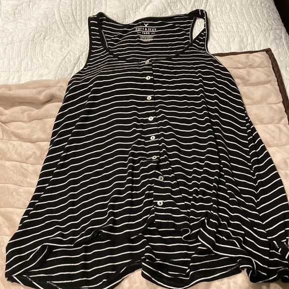 American Eagle Outfitters | Tops | Ae Softsexy Black And White Stripe ...